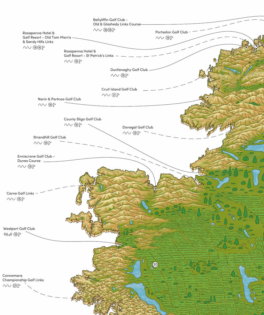 The Irish Golf Map - 105 of Ireland & NI's Top Golf Courses – Malin & Mizen