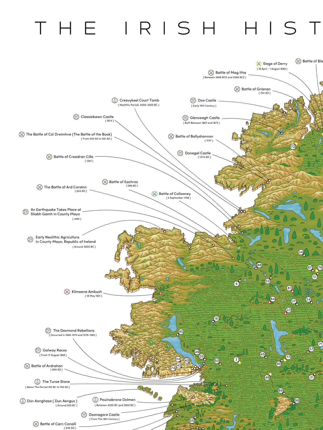 The Irish History Map - 192 of the top historical locations in Ireland ...
