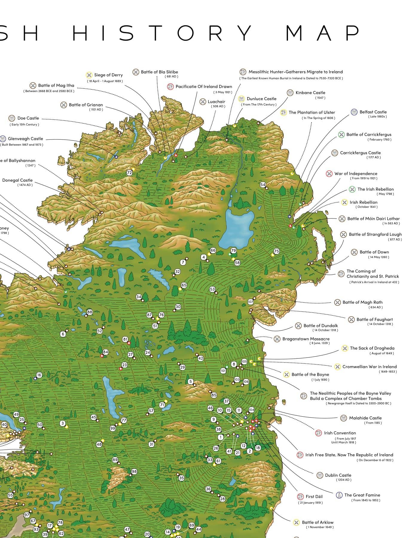 The Irish History Map - 192 of the top historical locations in Ireland ...